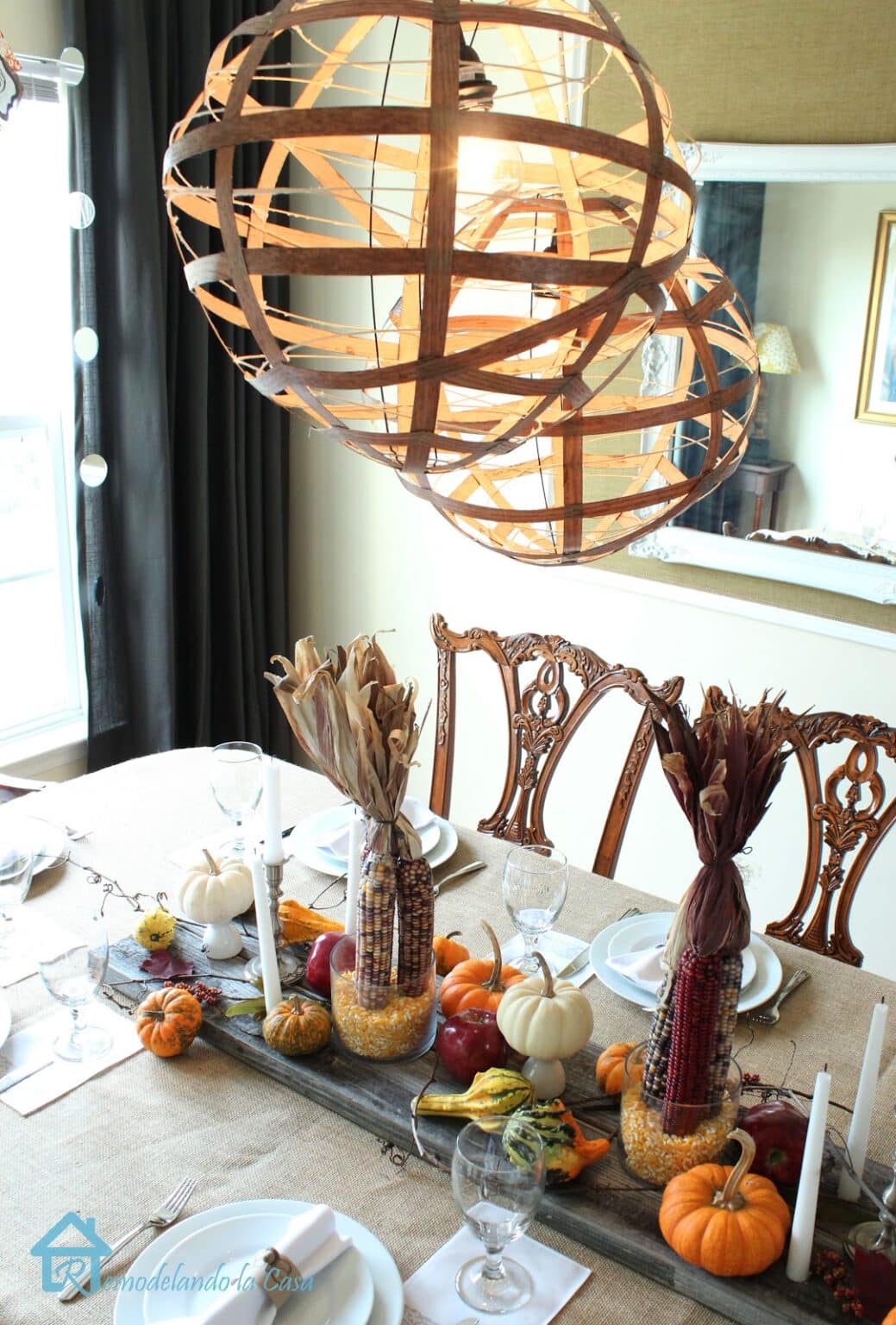 DIY veneer lamp shade to light your Thanksgiving table