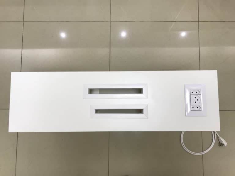 Multi-device charging station built into an IKEA bench