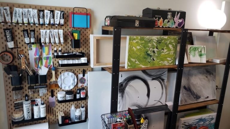 From cluttered to classy, organized art canvas storage