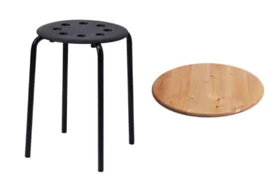 A wood + metal round side table from two IKEA items