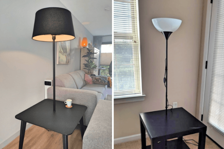 DIY Table with lamp attached