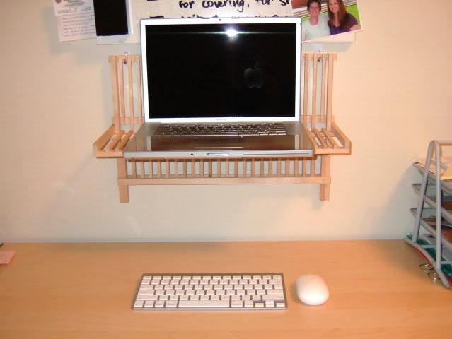 Loft bed frame and elevated laptop stand
